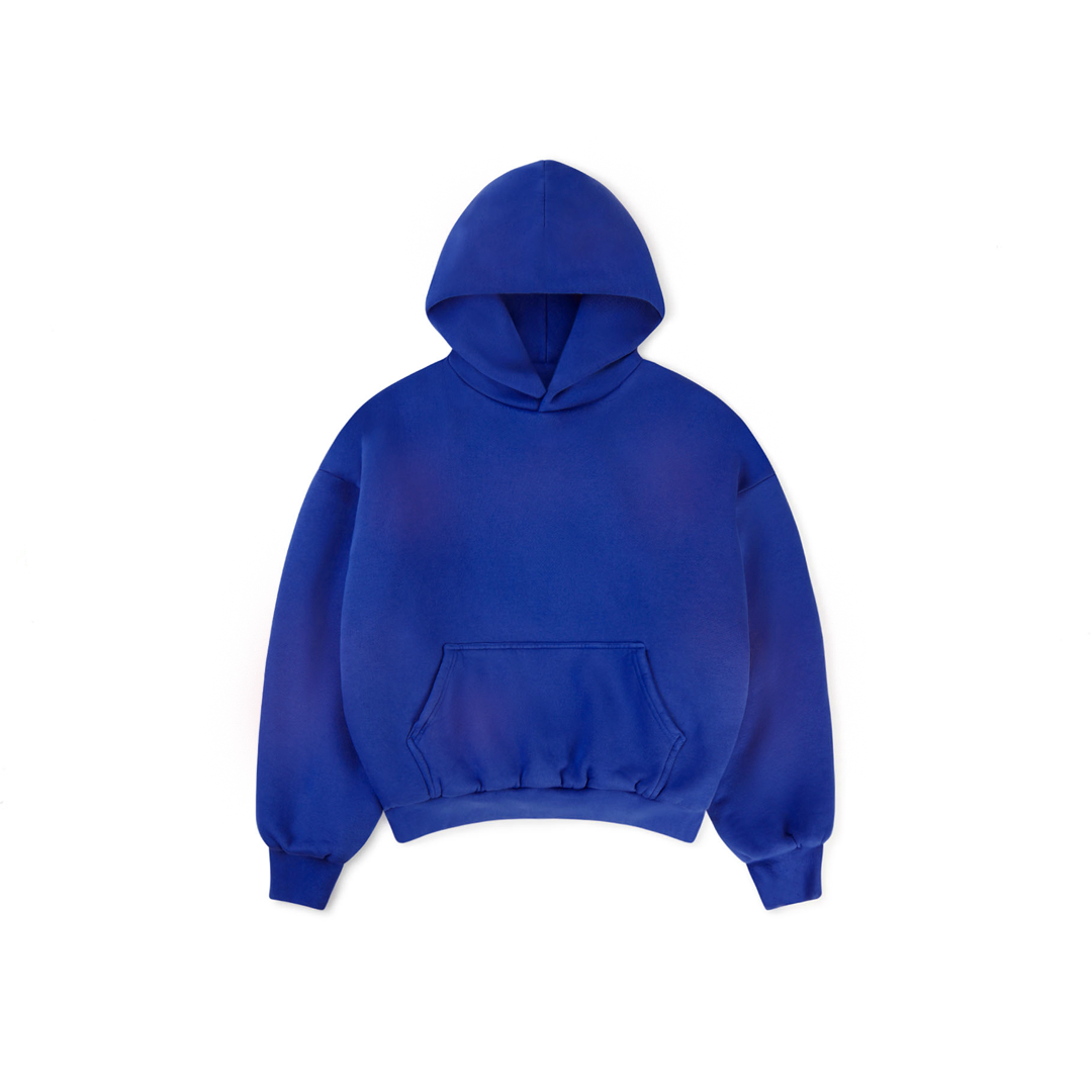 1000 GSM 'Washed Sapphire' Double Hoodie – Humane Blanks